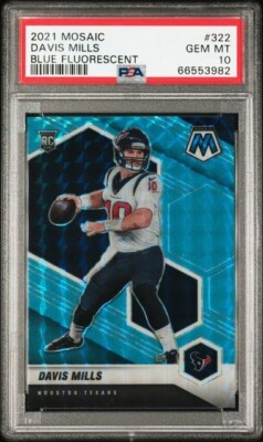 2021 Mosaic Davis Mills Blue Fluorescent RC Rookie #322 /15 PSA 10 | eBay