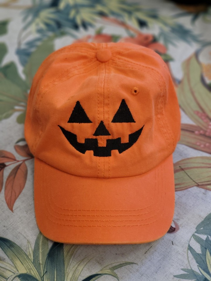Halloween pumpkin face embroidered cotton baseball cap, pumpkin cap hat ...
