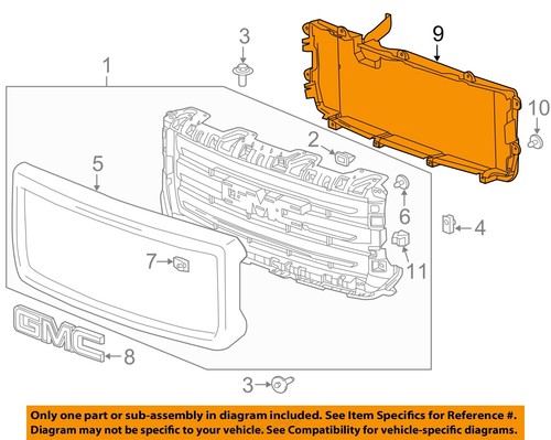 GM OEM 14-15 Sierra 1500 Grille Grille Components-Inner Grille 23322442 ...