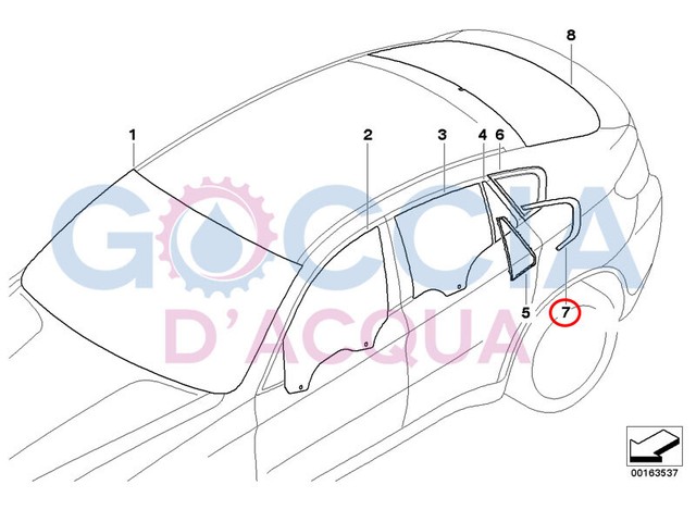 Genuine BMW X6 E71 E72 Finisher Side Window Rear Left 51377188319 for ...