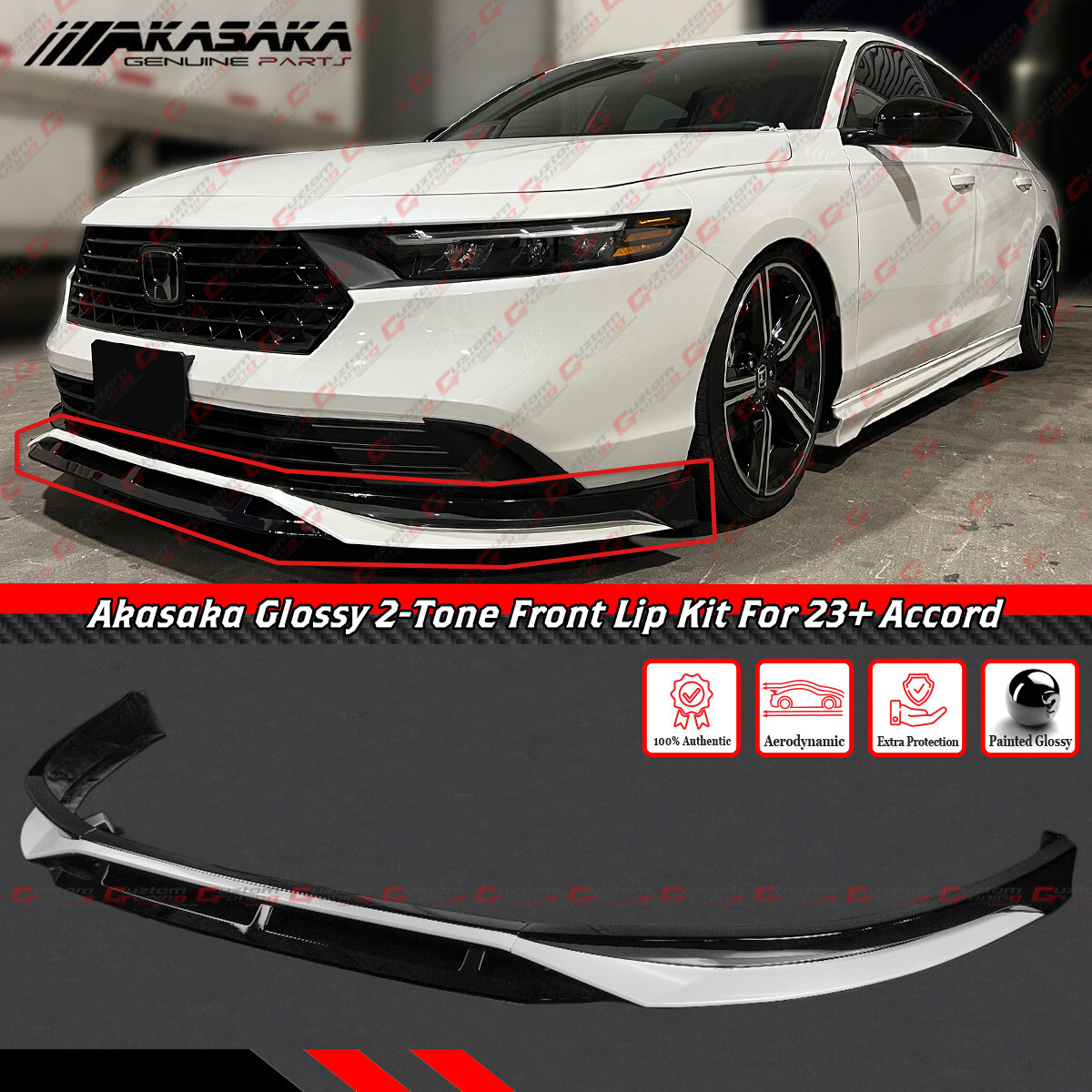 FOR 2023-2026 Honda Accord Akasaka 2-Tone Pearl White Black Front ...