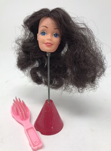 HEAD Only: Barbie Doll Brunette Superstar Face Pink Lips Open Smile ...