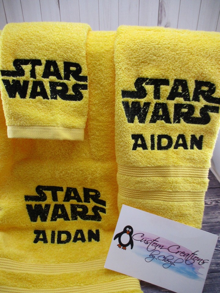 Star Wars Logo Personalized 3 Piece Bath Towel Set Any Color | eBay