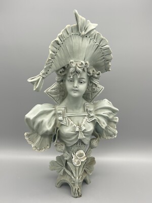 Vintage Beautiful Gray Statue, Victorian Style Maiden. DMANGED ! | eBay