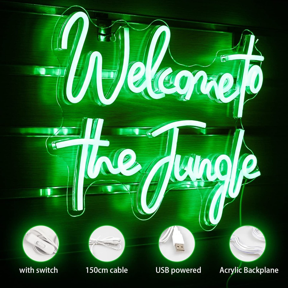 Welcome to the Jungle Neon Sign Green Letter LED Neon Lights for ...