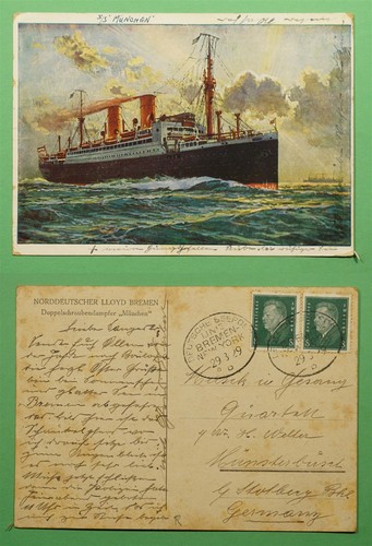 DR WHO 1929 GERMANY PC SEAPOST PAQUEBOT SS MUNCHEN SHIP w6758 | eBay