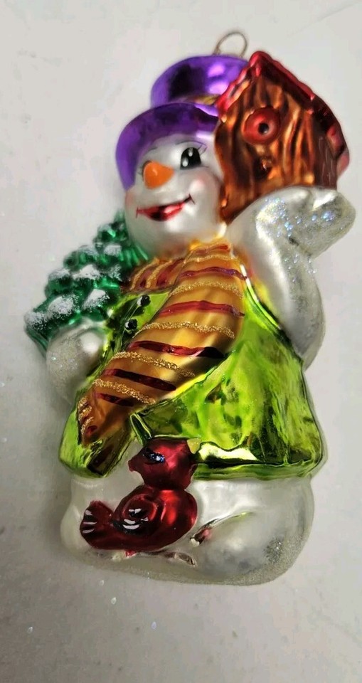 Christopher Radko Chirpy & Chilly Snowman Christmas Holiday Ornament ...