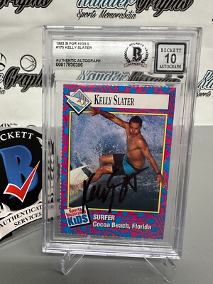KELLY SLATER AUTOGRAPHED 1993 RC SI FOR KIDS #175 ON CARD BECKETT BGS ...