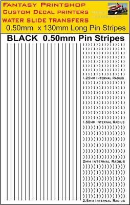 BLACK PIN STRIPE SETS, 0.50MM WATER SLIDE TRANSFERS, DECALS FP550 | eBay UK