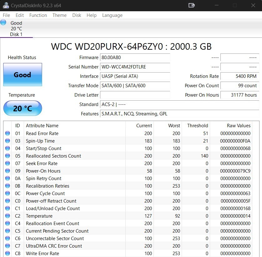 WD Purple WD20PURX 2TB Surveillance 3.5" Internal Hard Drive SATA 64 MB ...