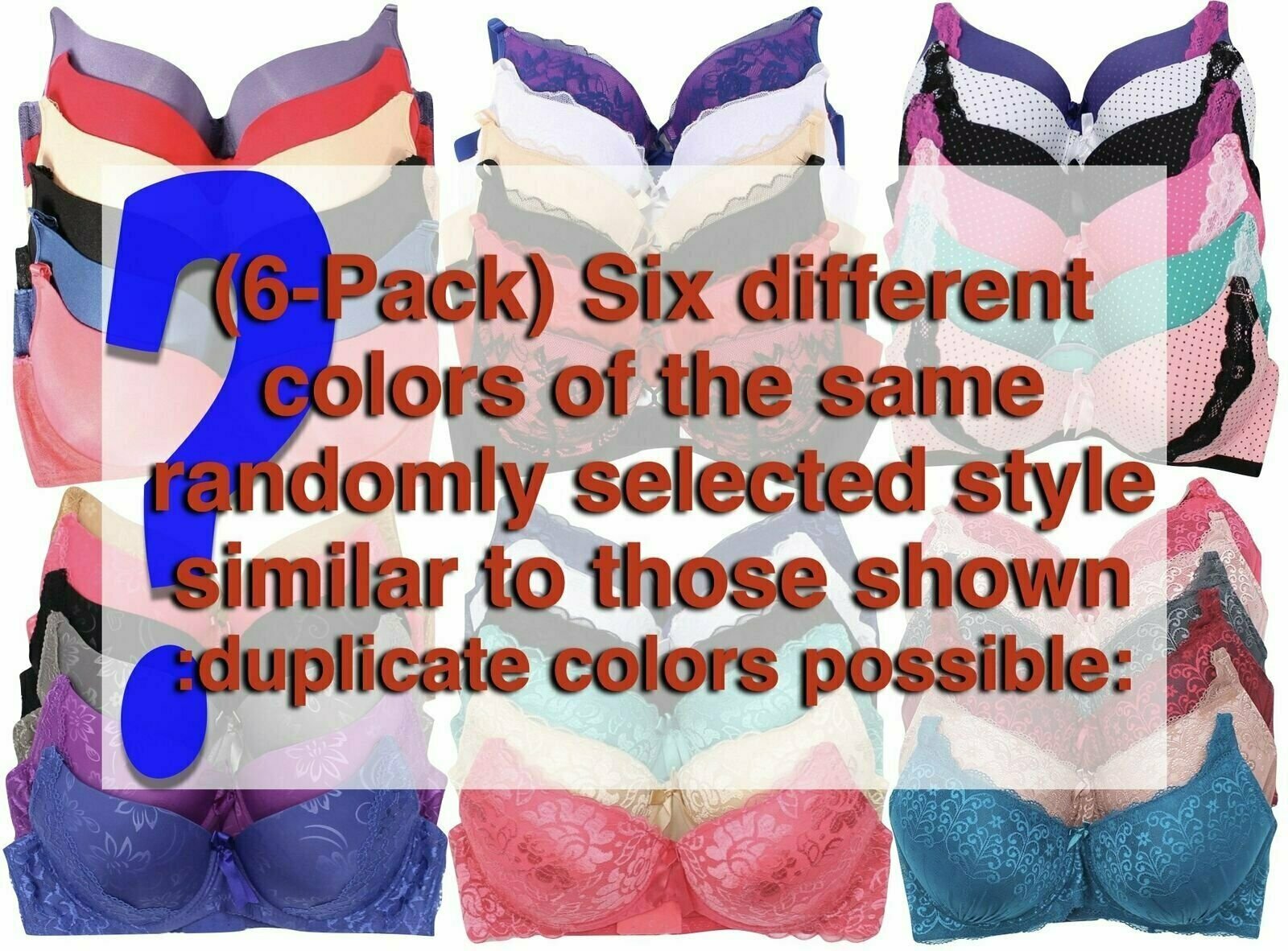 ToBeInStyle Women's Pack of 6 Mystery Bras (Sizes 30A to 44DD) | eBay