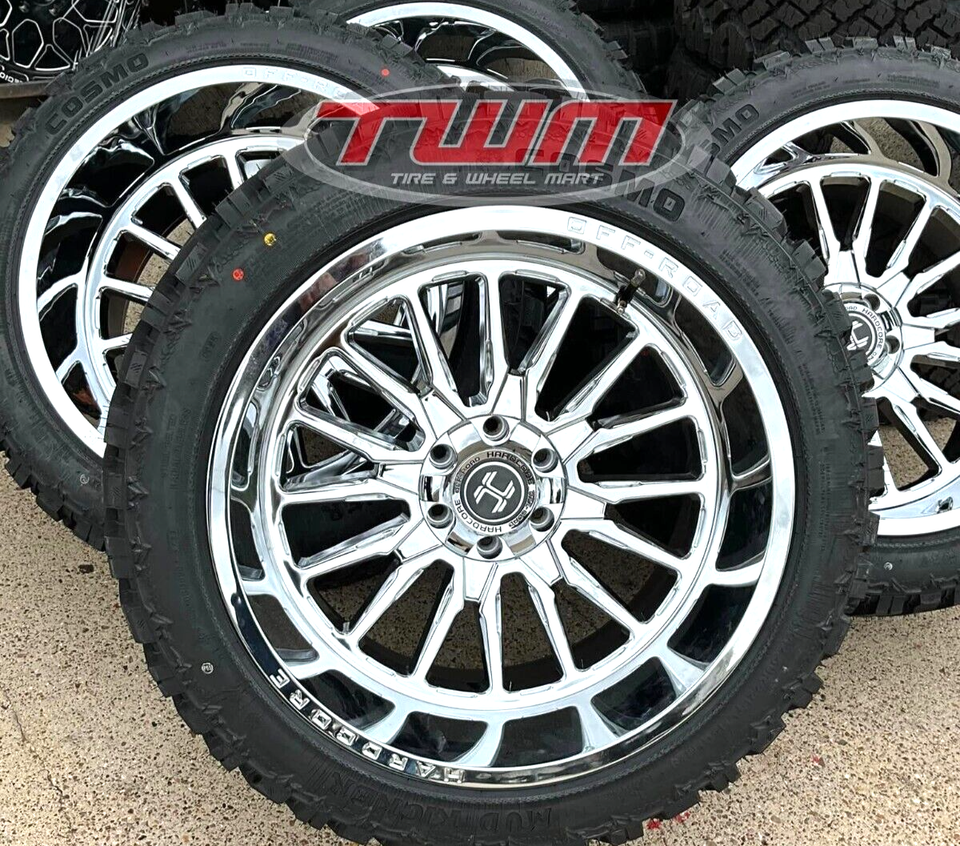 22X12 HARDCORE OFFROAD HC24 RIMS WHEEL 8X180 CHROME 33125022 TIRES GMC ...