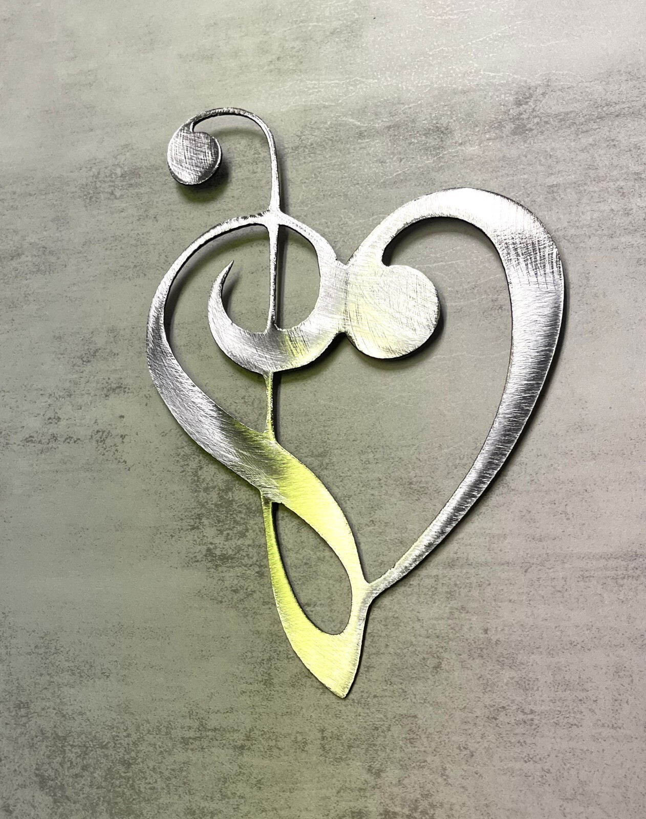 Music Heart Note - Musical Clef Mini Silver 9 1/2" x 6" Metal Wall Art ...