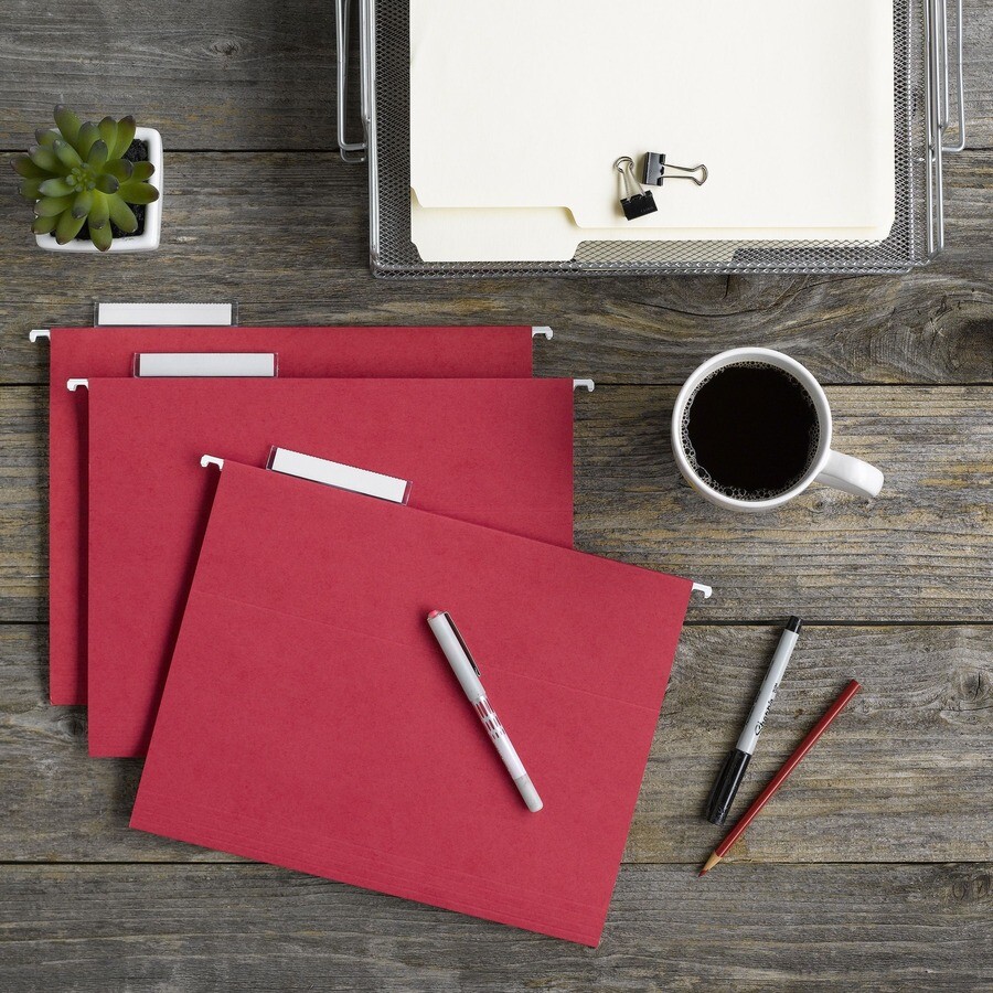 Smead 64043 Red Tuff Hanging Folders With Easy Slide Tab - Letter - 8. ...