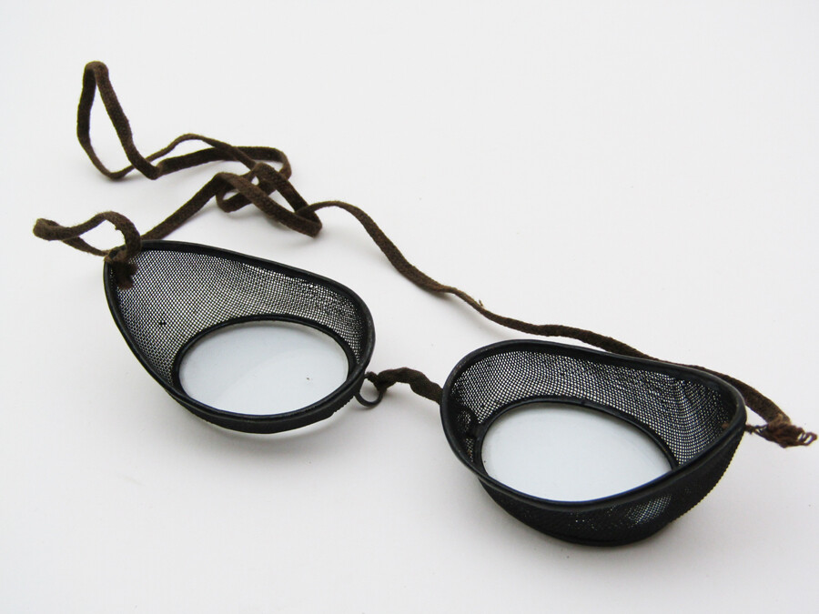 Antique CIVIL WAR ARTILLERY GOGGLES VINTAGE OLD SAFETY GLASSES W/ CASE ...