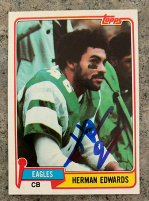 HERM EDWARDS SIGNED AUTOGRAPHED PHILADELPHIA EAGLES 1981 TOPPS CARD ...