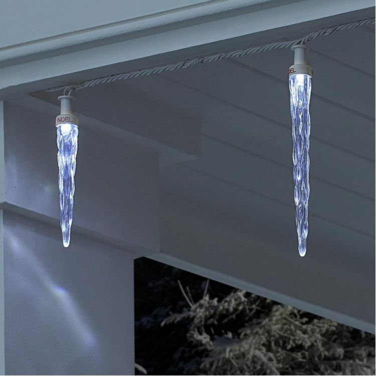 Gemmy Lightshow Color Motion 24 Count White Deluxe LED Christmas Icicle ...