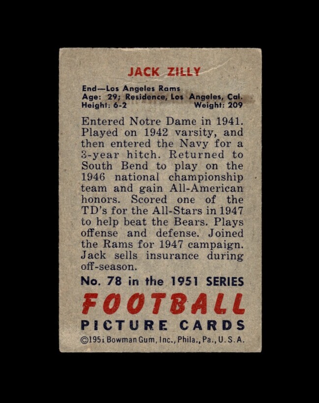1951 Bowman Set-Break # 78 Jack Zilly VG-VGEX *GMCARDS* | eBay