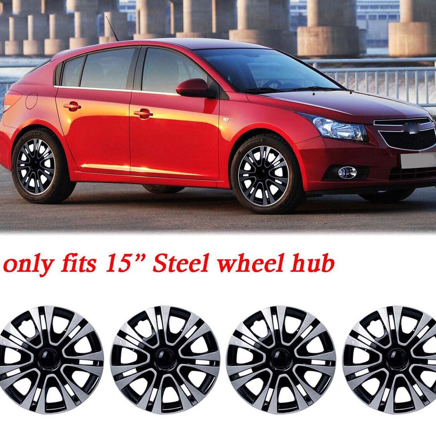 4x15 Inch Black Wheel Covers Snap On Full Hub Caps Fit For R15 Tire ...