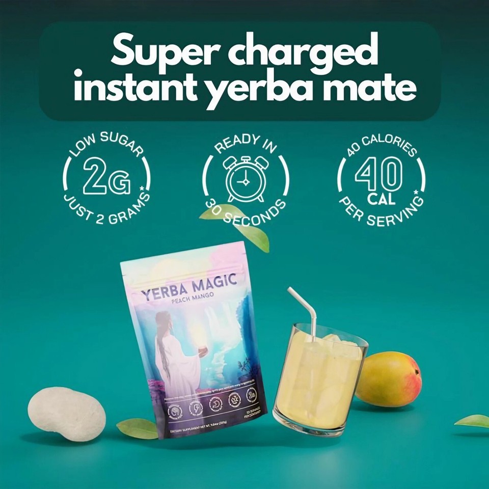 1 pack Yerba Magic Yerba Mate Instant Tea Powder - Peach Mango - 30 ...