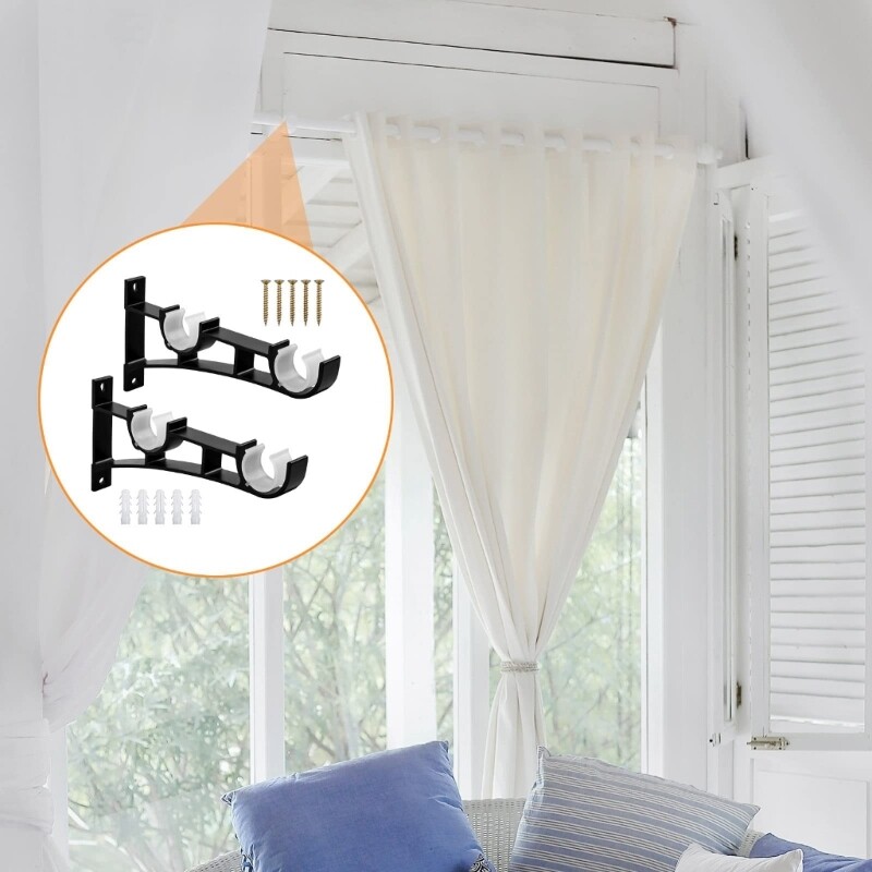 Heavy Duty Curtain Rod Bracket Adjustable Curtain Rod Holders Hook ...