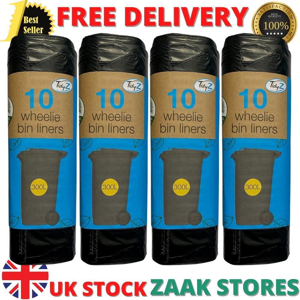 Wheelie Bin Liners 300L Black Recycle Rubbish Waste Bags Strong Refuse ...