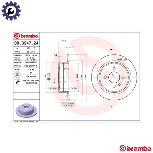 2x BRAKE DISC 08.3947.24 FOR BMW M42B18 M40B18 M10B18 1.8L S14B20 2.0L ...