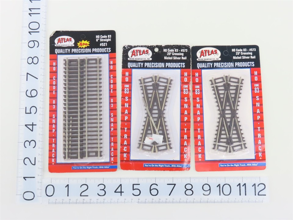 LOT of 10 Packs of HO Scale Atlas Code 83 Assorted Nickel Silver Track ...