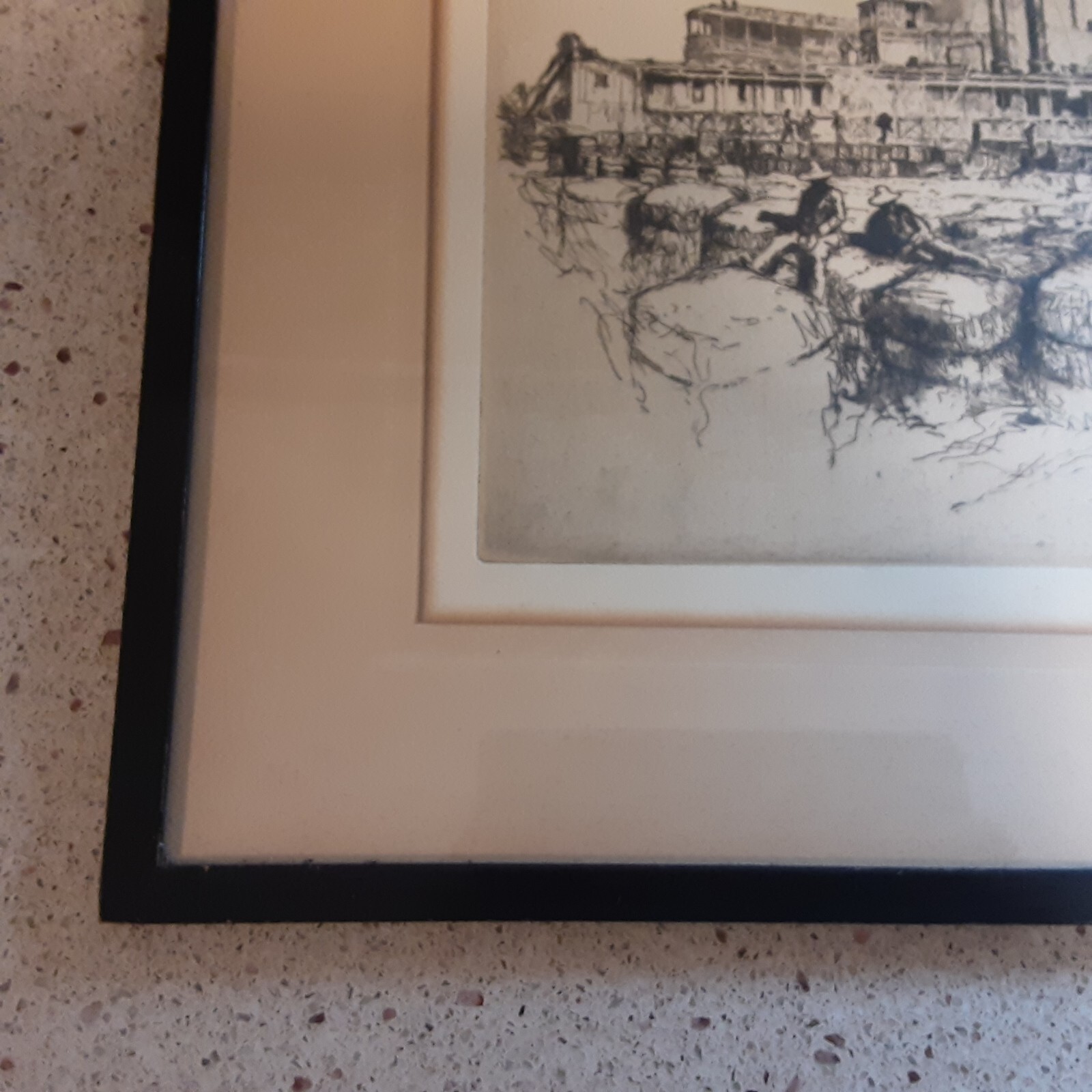 Otto Kuhler Signed Etching Camden Paddle Wheelers/Steamboats Framed 12. ...