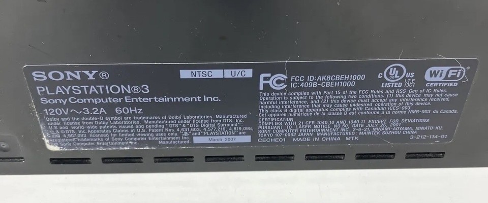 Playstation 3 Backwards Compatible Console 80GB CECHE01 Fat PS3 PS2 PS1 ...