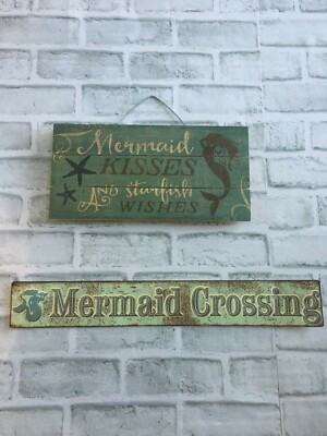 MERMAID SIGN SET MERMAID KISSES AND STARFISH WISHES & MERMAID CROSSING ...