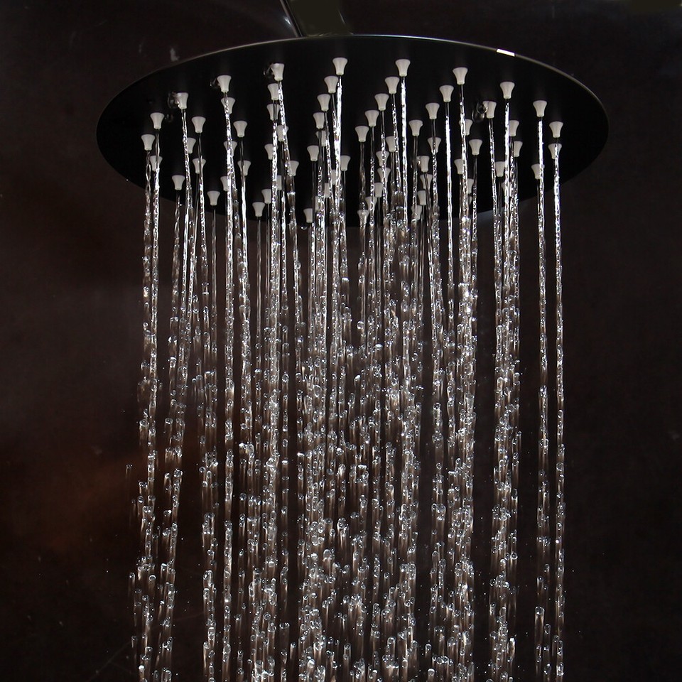 Round Black 8 inch Rain Shower Head W/ Arm 2-Way Mixer Valve Hand Spray ...