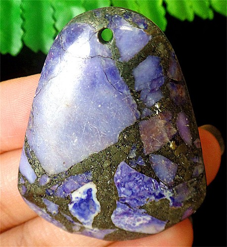 47x38x6mm Purple Sea Sediment Jasper Bell Reiki Healing Pendant Bead ...