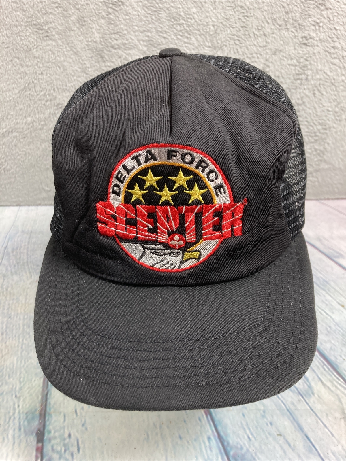 Vintage Snapback Hat Ball Cap Delta Force Scepter Bla… - Gem