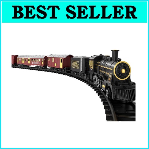 Rechargeable Vintage Steam Engine Train Set with Carriages & DIY Tracks ...