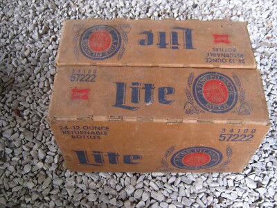 MILLER LITE BEER CASE OF 24 RETURNABLE BEER BOTTLES IN ORIGINAL BOX | eBay