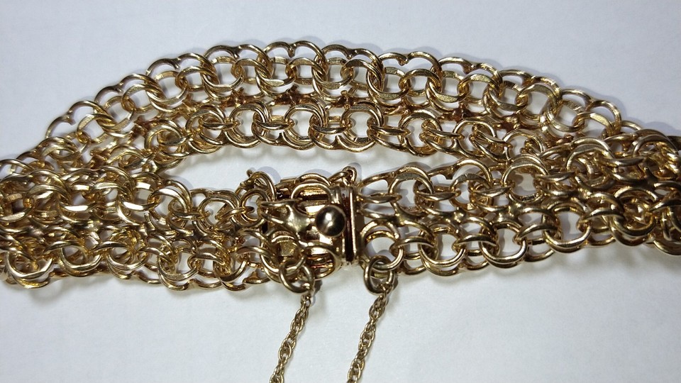 Solid 13k gold bracelet with small 10k safety chain 20 grams | eBay