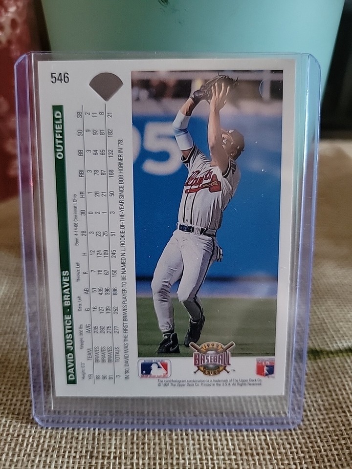 DAVE DAVID JUSTICE 1992 UPPER DECK BASEBALL CARD # 546 D8060 | eBay
