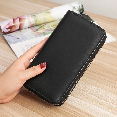 RFID Blocking Women's Long Leather Wallet Multi Card Clip Wallet Mobile ...