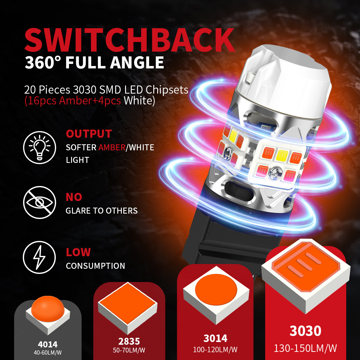 LASFIT 4257 LED Front Turn Signal Light Bulb Switchback Amber White ...