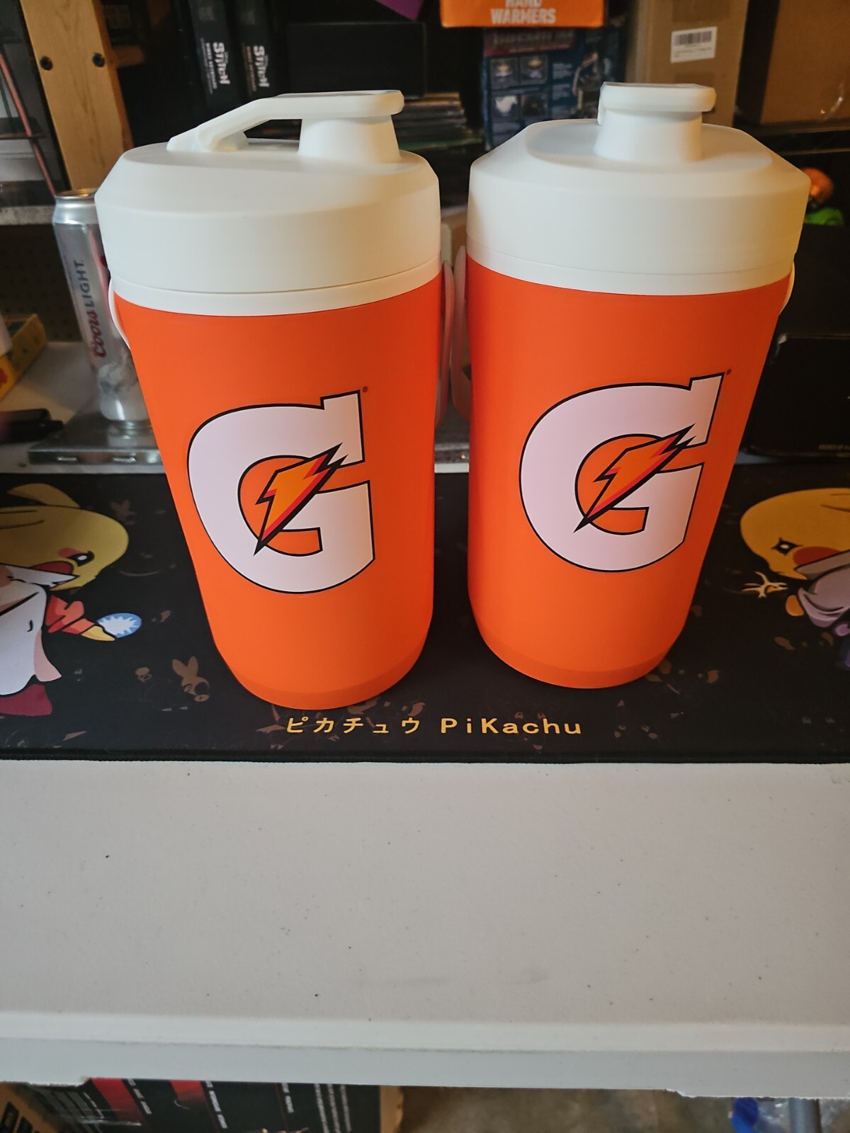 Lot of 2 Gatorade Water Bottle Jugs 64 oz. White Orange With Carry ...