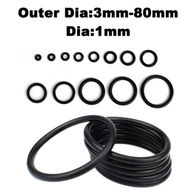 Ø 1mm NBR O Ring Dichtring O-Ringe Schwarz Nitrile Gummi O Ringe ...