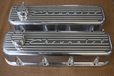 Vintage Chevrolet Script Chevy Big Block Tall Valve Covers Breather PCV ...
