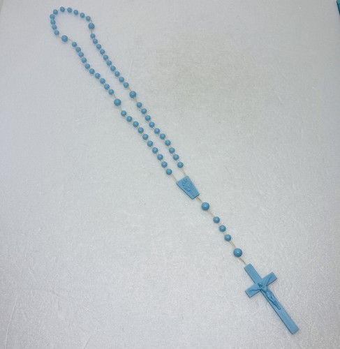 Vintage 1980s Praying Rosary Beads 16” Plastic Light Blue Crucifix ...