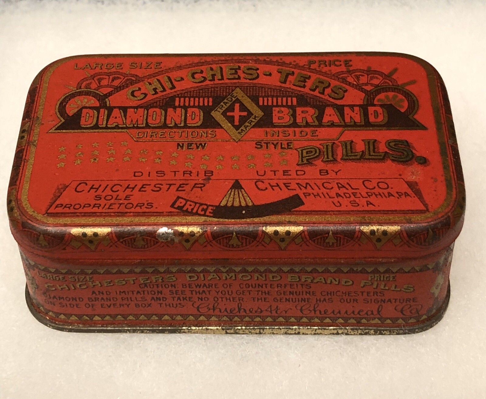 Antique 1900’s Chi-Ches-Ters Diamond Brand Pills Tin Pharmacy Drug ...