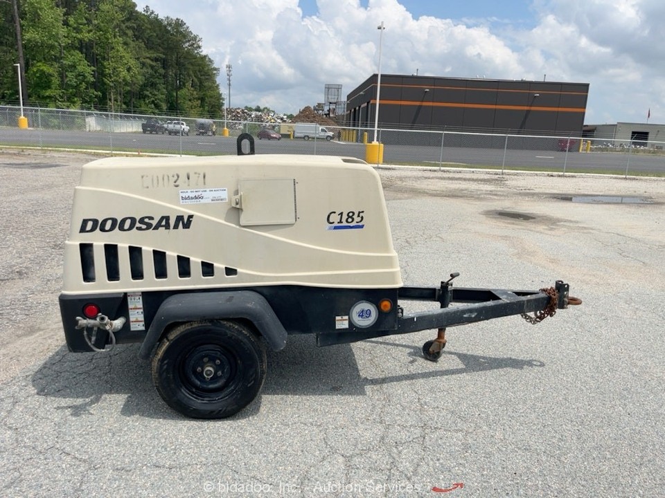 2013 Doosan C185 185 CFM Towable Portable Air Compressor Kubota Diesel ...