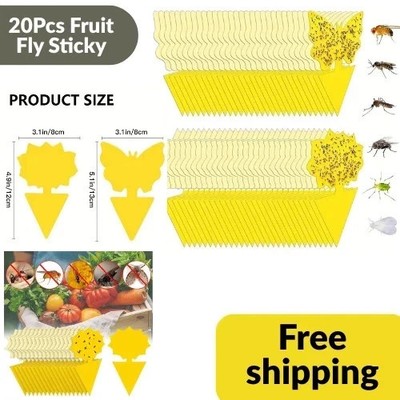 20Pcs Yellow Sticky Fly Trap Paper Fruit Flies Insect Aphids Glue ...