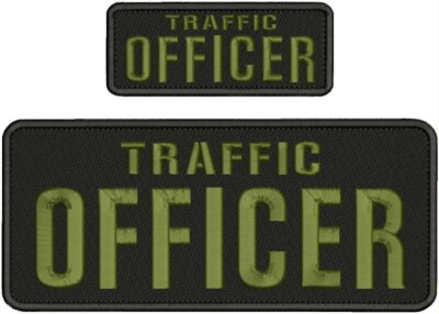 TRAFFIC OFFICER EMBROIDERY PATCHES 4X10 AND 2X5 HOOK ON BACK OD GREEN ...