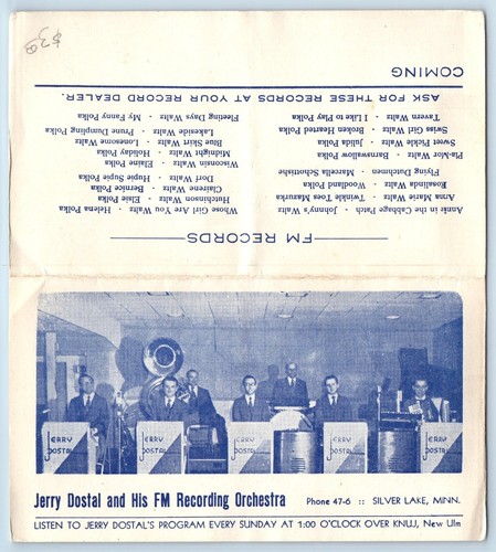 New Ulm Minnesota MN Postcard Jerry Dostal His FM Recording Orchestra ...
