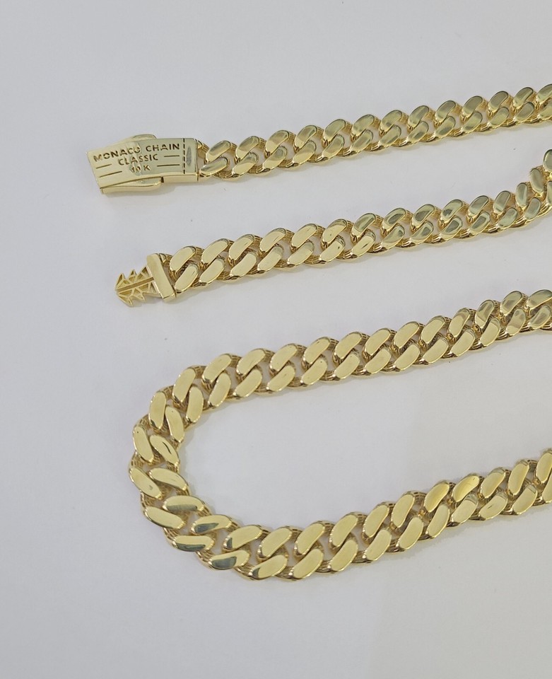 Real 10k Royal Monaco Chain 9mm 18-26 inches Necklace Yellow Gold Box ...